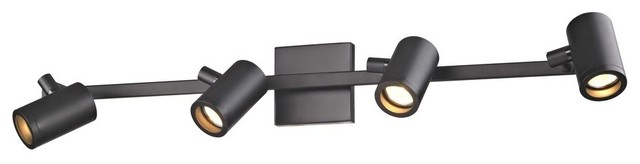 Track Light with 4 Cylinder Spot Lights - Black - GU10 Base ...
