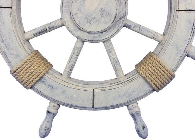 Rustic Decorative Ship Wheel 24'', Wooden Ships Wheel, Boat Steering ...