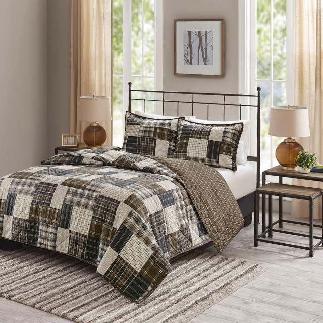 Madison Park Timber 3 Piece Reversible Printed Quilt Set, King/Cal King ...