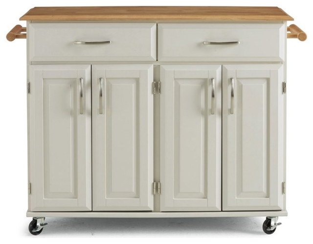 Homestyles Dolly Madison Wood Kitchen Cart in Off White - Transitional ...