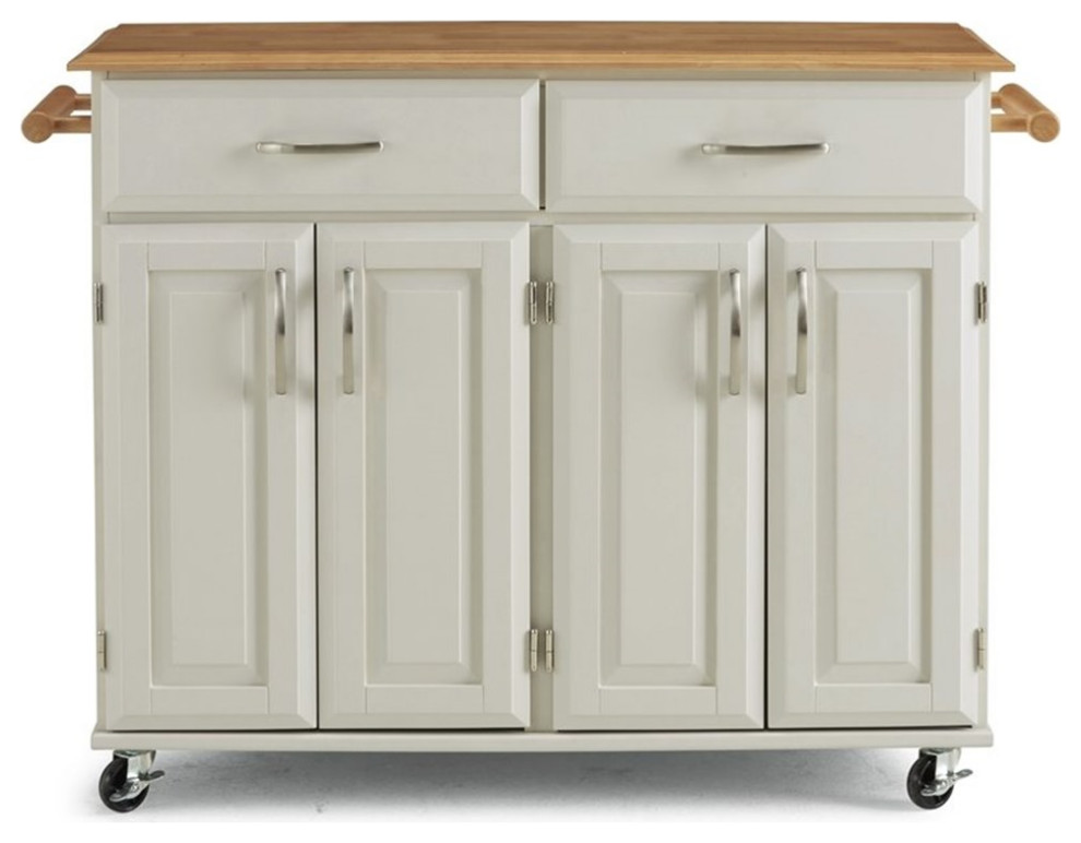 Homestyles Dolly Madison Wood Kitchen Cart in Off White - Transitional ...