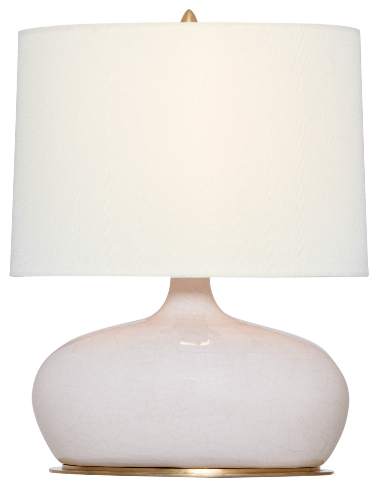 Olinda 17" Low Table Lamp in Crackled Ivory with Linen Shade ...
