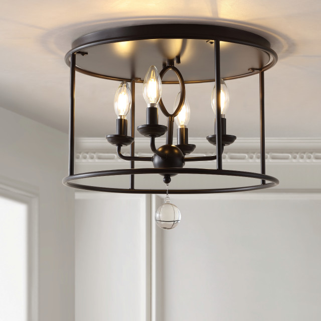 Alma 16" Metal LED Flush Mount, Oil Rubbed Bronze - Transitional ...