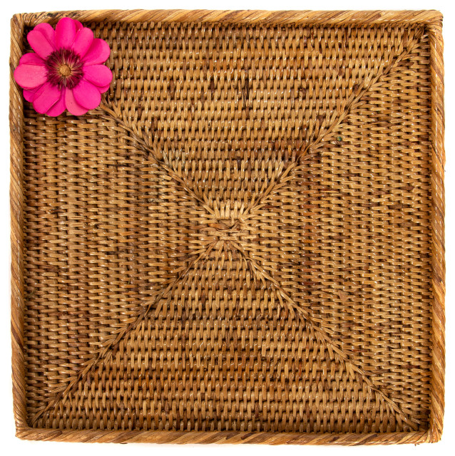 Artifacts Rattan™ Square Flat Tray, 12"x12"x1" - Tropical - Serving ...