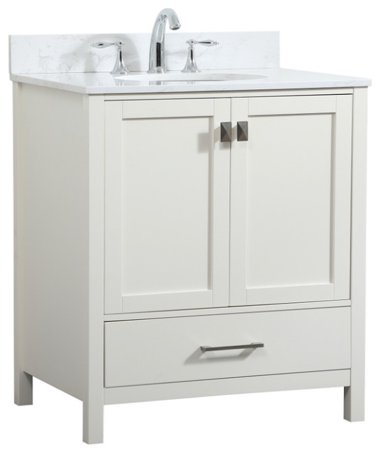 Iris Single Bathroom Vanity With Backsplash, 30" - Transitional ...