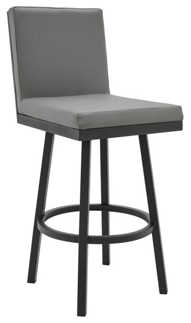 Rochester Swivel Modern Metal and Grey Faux Leather Bar and Counter Stool - Modern - Bar Stools ...