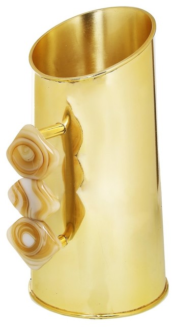 Classic Touch Stainless Steel Gold Pitcher With Stone Handle ...