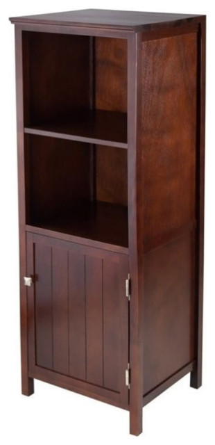 Pemberly Row Transitional Solid Wood Cupboard with 2 Shelves in Antique ...
