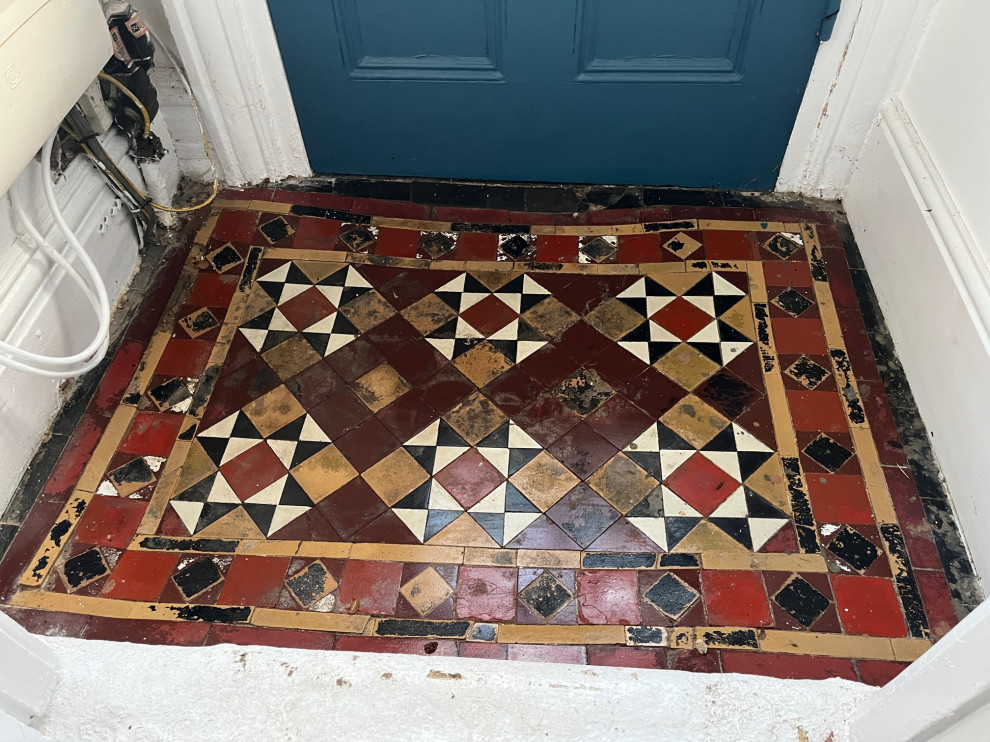 Sunken porch - Minton tiling dipped. How to save and what to do? | Houzz UK