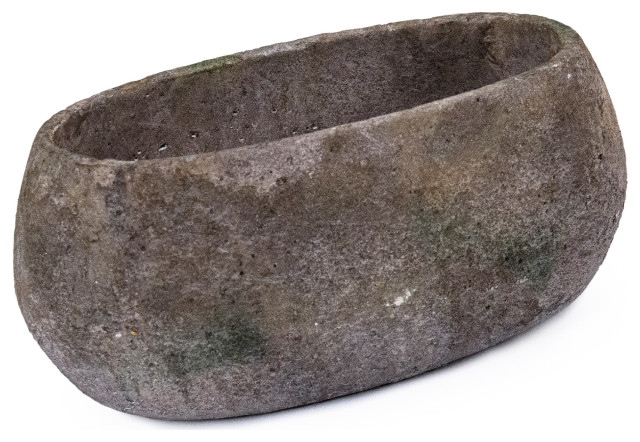 Large Distressed Stone Vase - Farmhouse - Vases - by Zentique, Inc. | Houzz