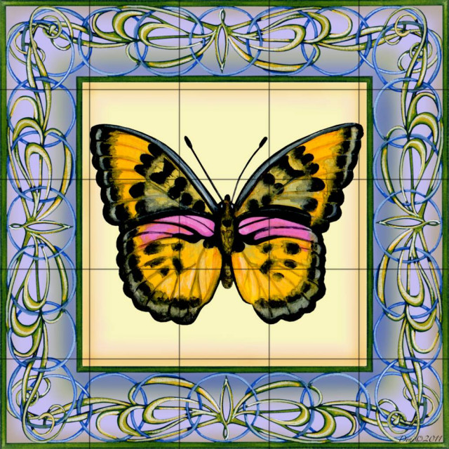 Tile Mural Kitchen Backsplash Butterfly Square 6 by Denise Freeman, 30 ...