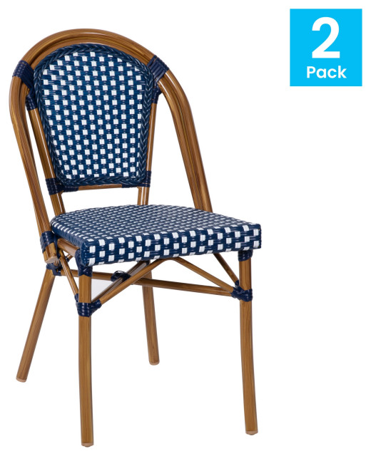 2PK Navy, White Paris Chair - Tropical - Outdoor Dining Chairs - by ...