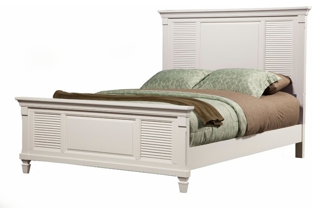 Benzara BM171804 Pine Wood Queen Size Shutter Panel Bed ,White ...