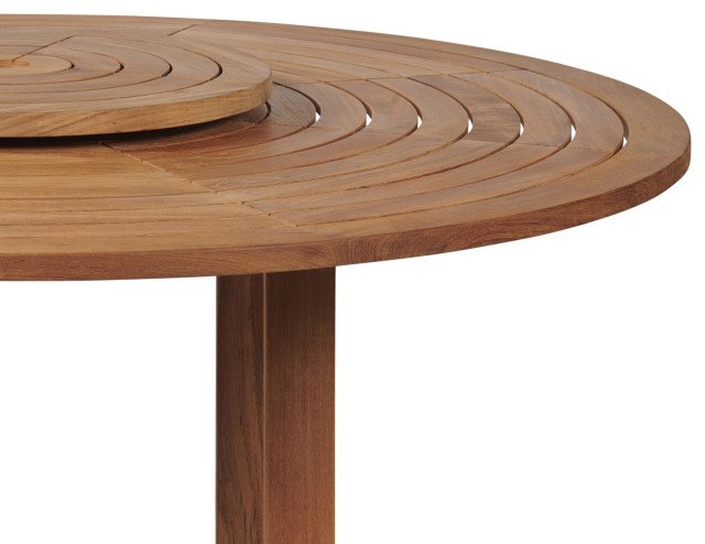 Royal 59-inch Round Teak Outdoor Dining Table with Lazy Susan and ...