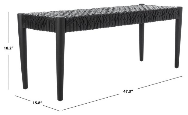 Contemporary Cowhide Leather Weave Bench with Sungkai Wood Frame ...