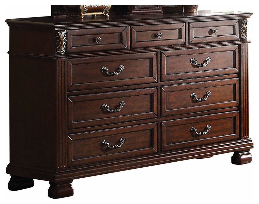 HomeRoots 18" X 59" X 38" Dark Walnut Wood Dresser - Victorian ...