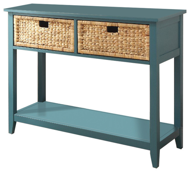 Benzara BM154249 2 Weave Front Drawer Wooden Console Table With Open ...