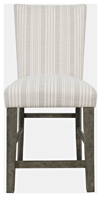 Telluride Rustic Pine Parsons Striped Upholstery Counter Stool (Set of ...