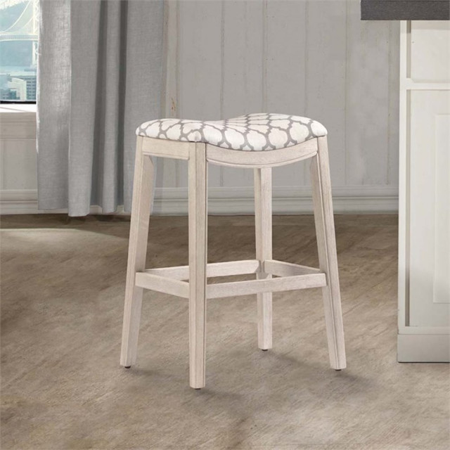 Bowery Hill Transitional 26" Upholstered Counter Stool in White ...