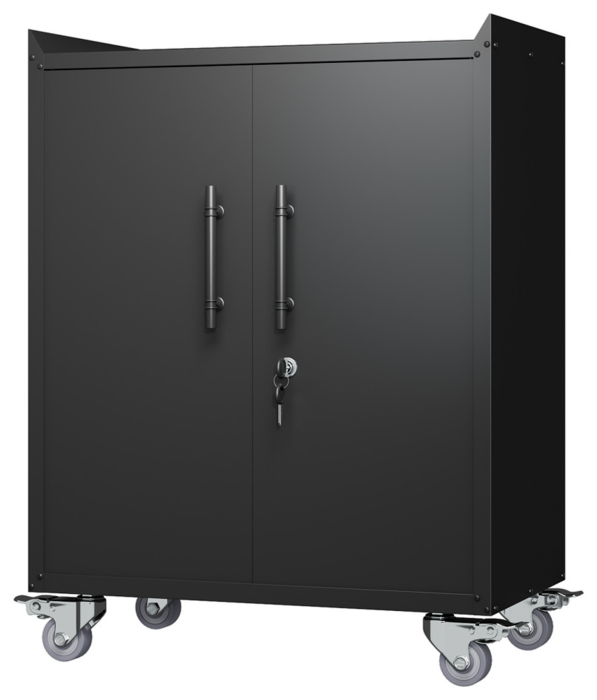 Gewnee Locking Metal Storage Cabinet with Wheels - Transitional ...