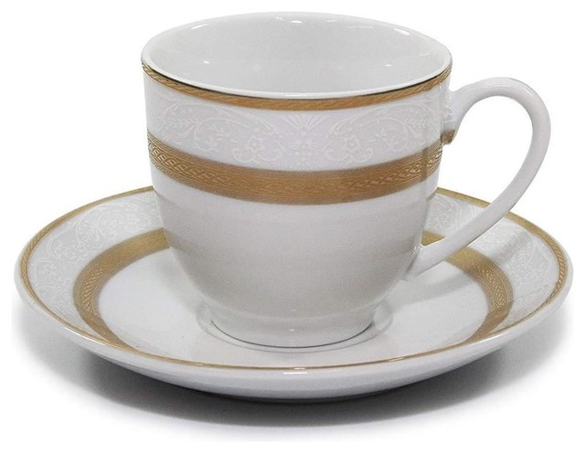 Royalty Porcelain "Queen" 5pc White and Gold Dinnerware Set, 24K Gold ...
