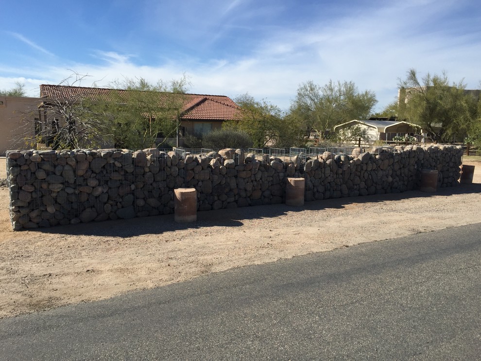 40 foot gabion wall - Southwestern - Landscape - Phoenix - by Custom ...