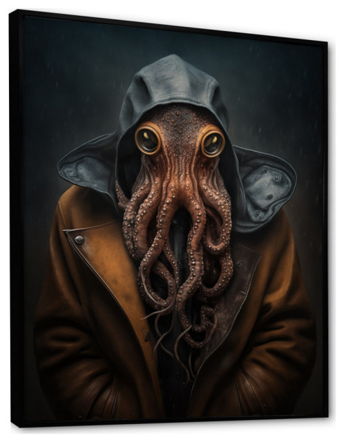 Anthropomorphic Of Octopus Portrait V Framed Canvas, 12x20 - Eclectic ...