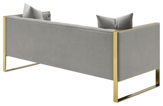 Coaster Eastbrook Modern Velvet Upholstered Tufted Back Sofa Gray ...