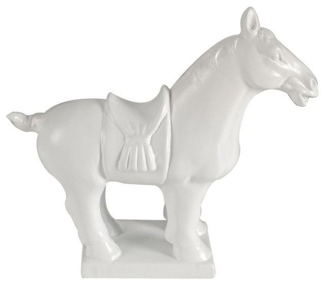 Ceramic Horse Figurine, White - Contemporary - Decorative Objects And ...
