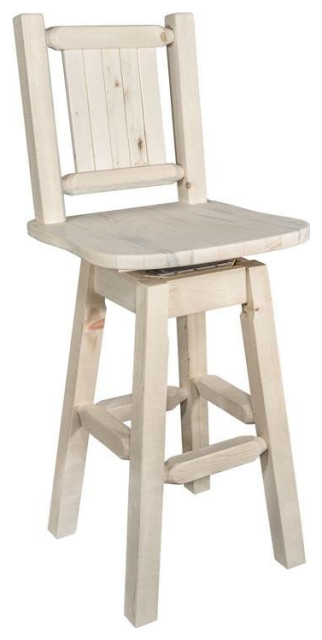 Montana Woodworks Homestead 30" Laser Engraved Moose Design Barstool in ...