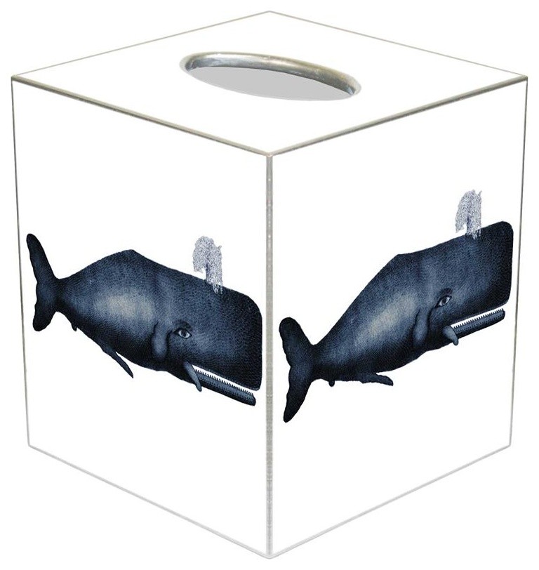 TB2779 - Vintage Navy Whale Tissue Box Cover - Beach Style - Tissue Box ...