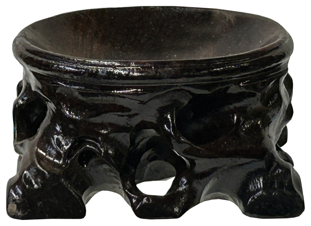 2.75" Dark Brown Wood Carving Hollow Circular Table Top Stand Riser ...