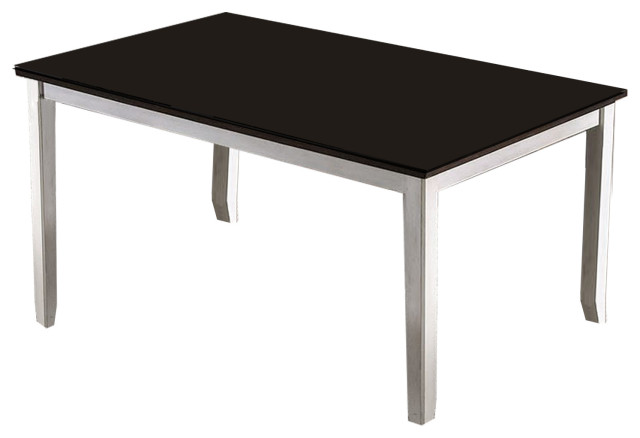 Benzara Wooden Dining Table with Chamfered Leg Support, Brown and White ...