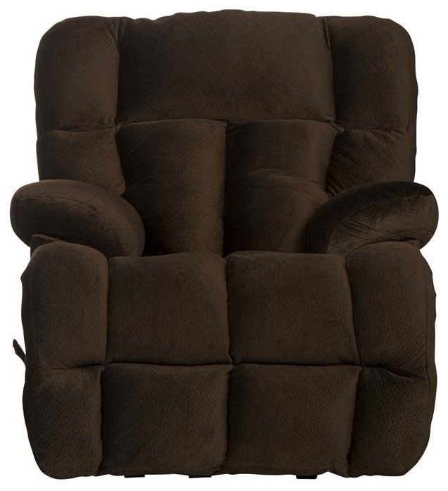 Cirrus Chaise Rocker Recliner in Chocolate Brown Polyester Fabric ...