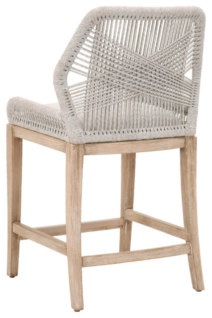 Loom Counter Stool Taupe & White Flat Rope, Pumice, Natural Gray ...