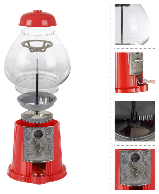 Mini Gumball Machine Premium Vintage Candy Dispenser With Glass Globe ...