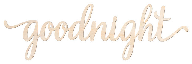 Goodnight Script Word Wood Sign, 12"x3.5" - Contemporary - Novelty ...