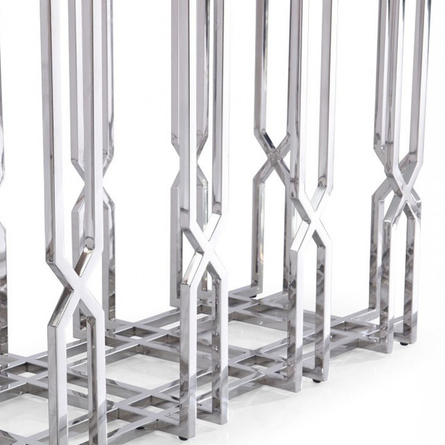 Gatsby Rectangular Dining Table, Long 87" Glass Top Dining Table Glam Luxe Steel - Contemporary ...