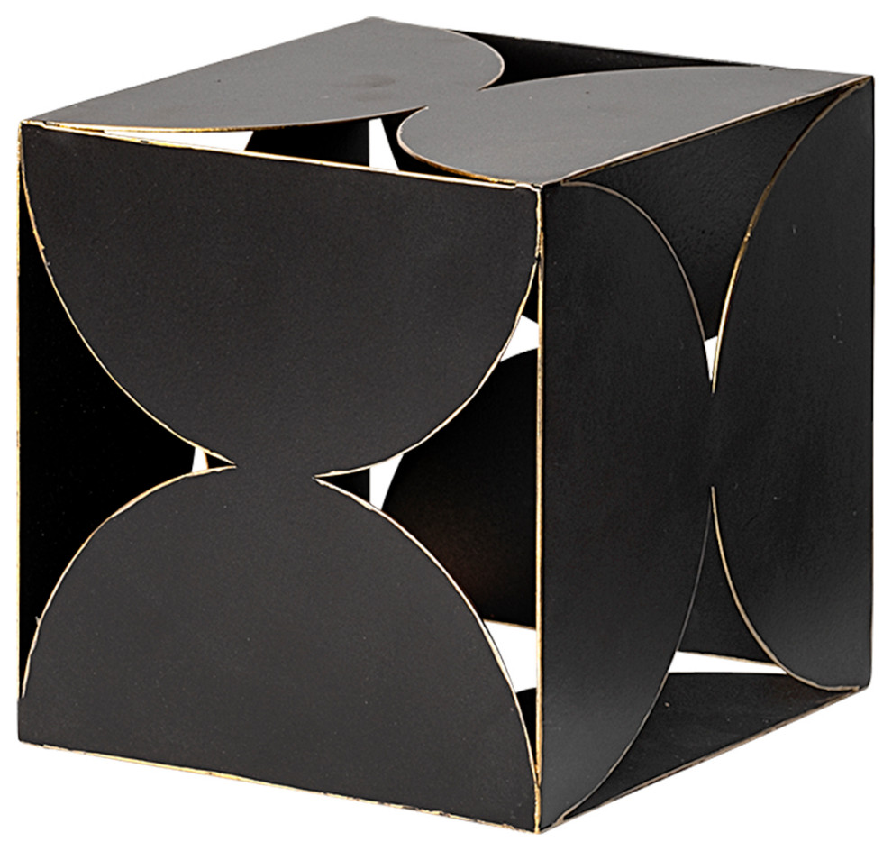Darren, Small 6"x6" Black Metal Decorative Cube - Industrial ...