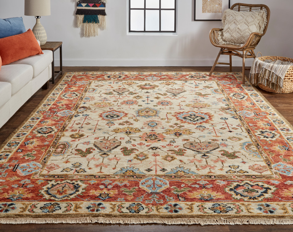 Weave & Wander Irie Oushak, Rust Orange/Gray, Rug - Mediterranean ...