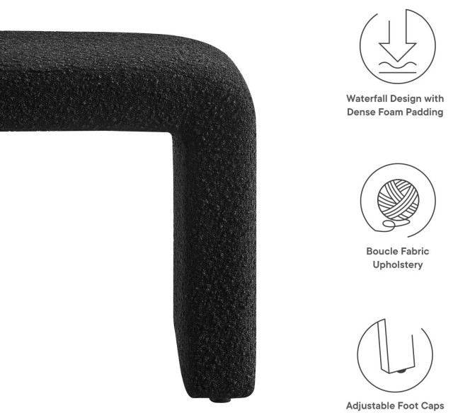 Simba Boucle Fabric Waterfall Stool - Black - Transitional - Accent And ...