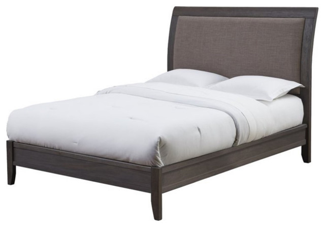 Bowery Hill Metal Upholstered California King Sleigh Bed in Basalt Gray ...
