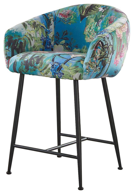 Modrest Roxann Modern Counter Stool, Funky Velvet - Midcentury - Bar ...
