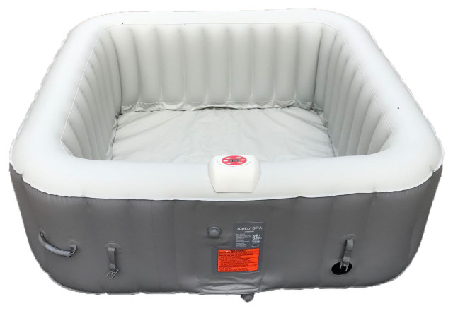 Aleko Square Inflatable Jetted Hot Tub Spa With Cover, 6 Person, 265 ...