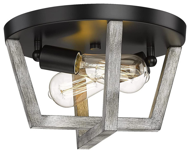 2 Light Close To Ceiling Light, Wooden Ceiling Lamp - Farmhouse - Flush ...