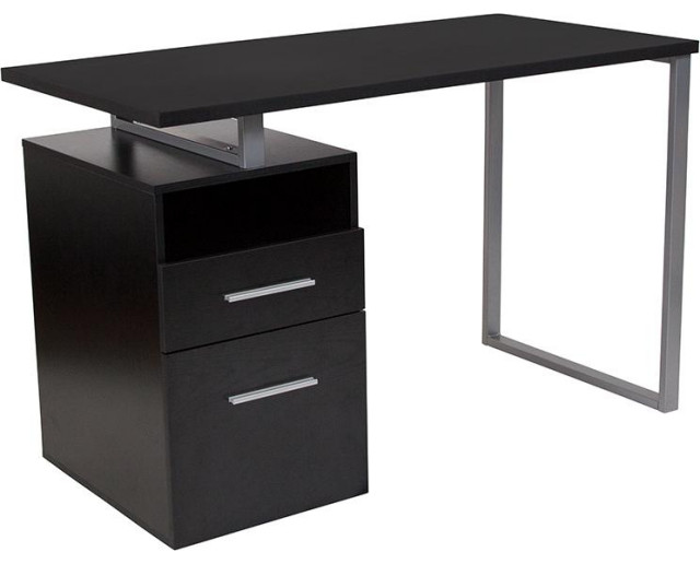 Harwood Dark Ash Wood Grain Finish Computer Desk - Contemporary - Desks ...