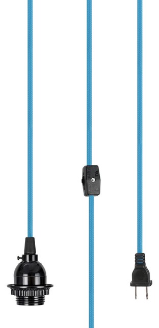 21027 , 1-Light Plug-In Hanging Socket Pendant Fixture With Black ...