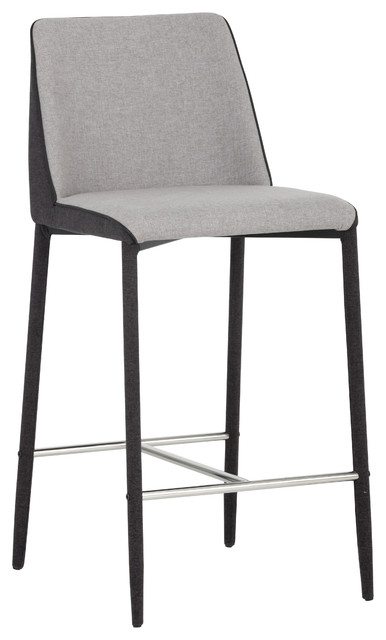 Renee Counter Stool, Dark Slate Fabric/Armour Gray Fabric - Midcentury ...