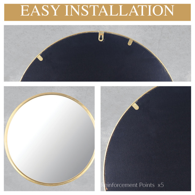 Round Gold Wall Mirror, 24" - Contemporary - Bathroom Mirrors - by ...