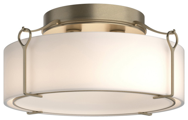 Bow Large Semi-Flush, Soft Gold, Opal Glass - Transitional - Flush ...